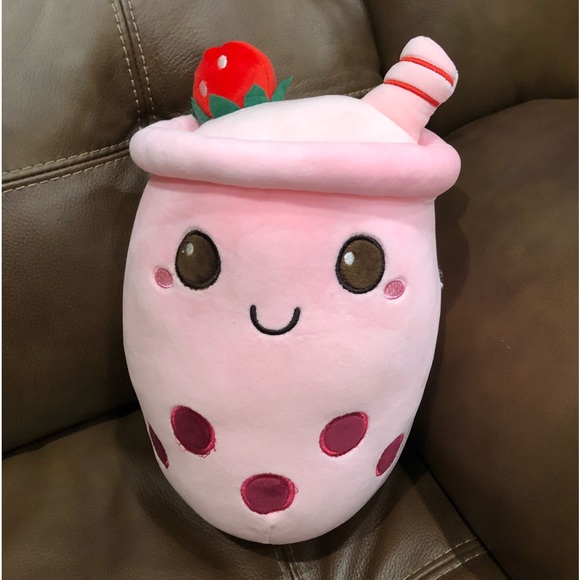 Bedding | New Strawberry Boba Squish Pillow | Poshmark
